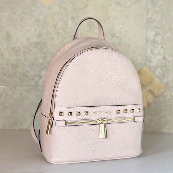 Michael Kors | Bags | Michael Kors Kenly Medium Backpack Pink Gold ...